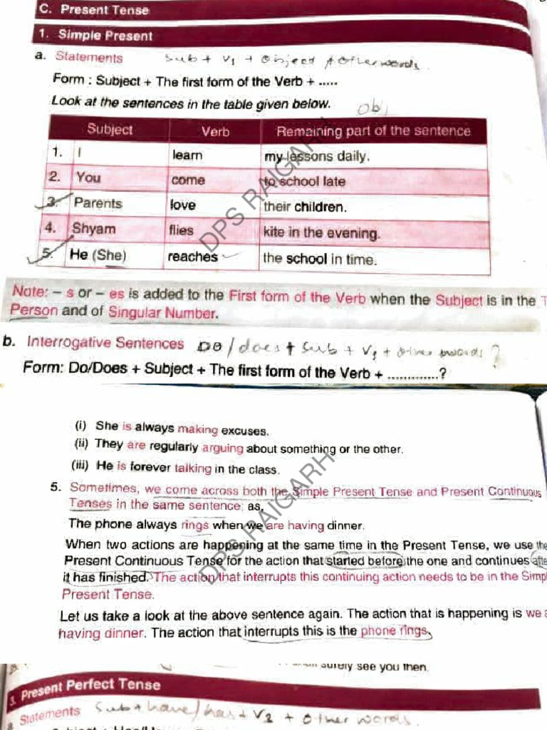 Grammar-Present Time (Study Material) 8th | PDF | Perfect (Grammar) | Grammatical Tense