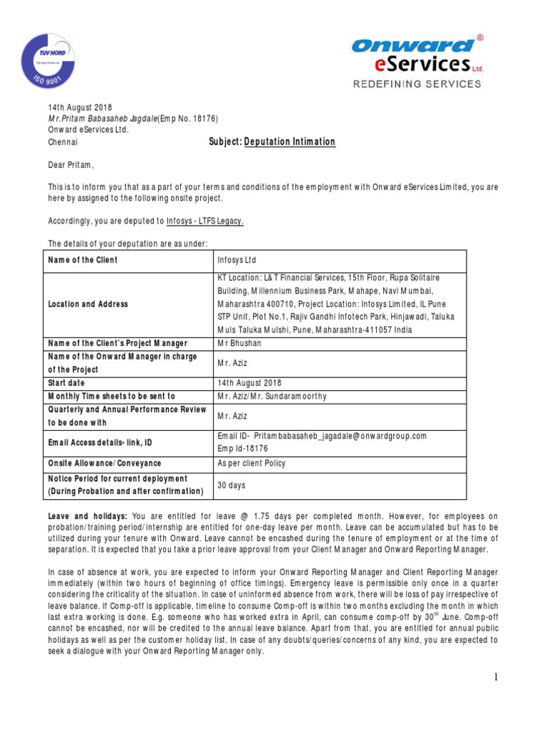 Deputation Letter-18176-Pritam Babasaheb Jagadale | PDF | Economies ...