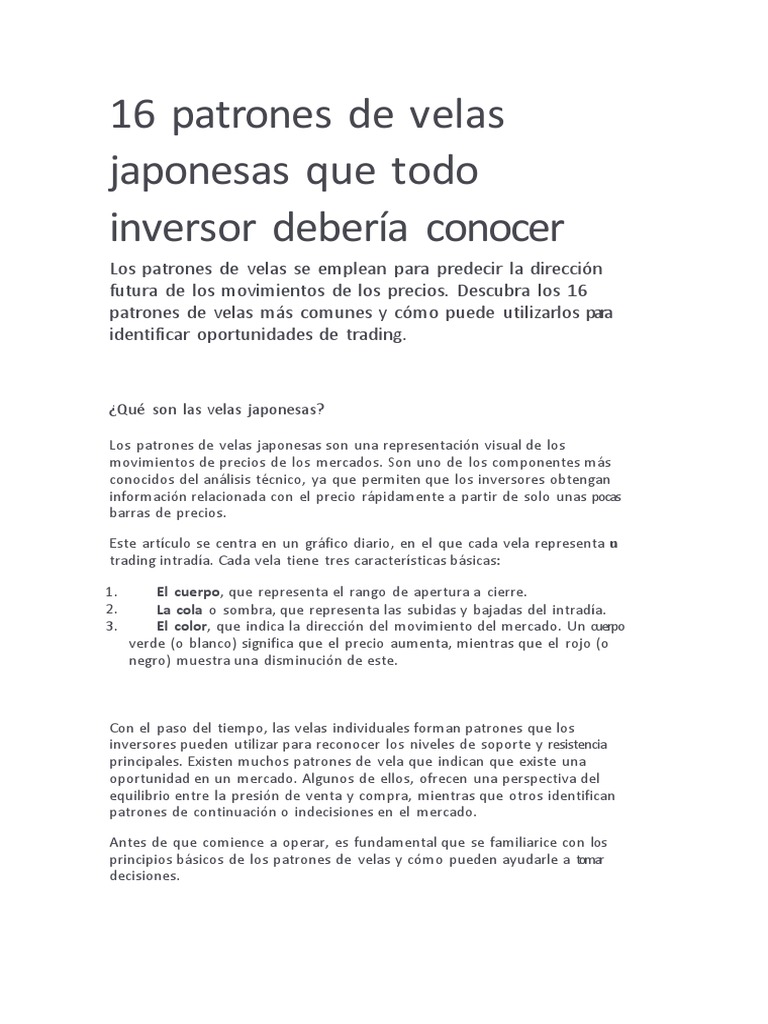 Patrones de Velas | PDF | Mercado (economía) | Inversiones