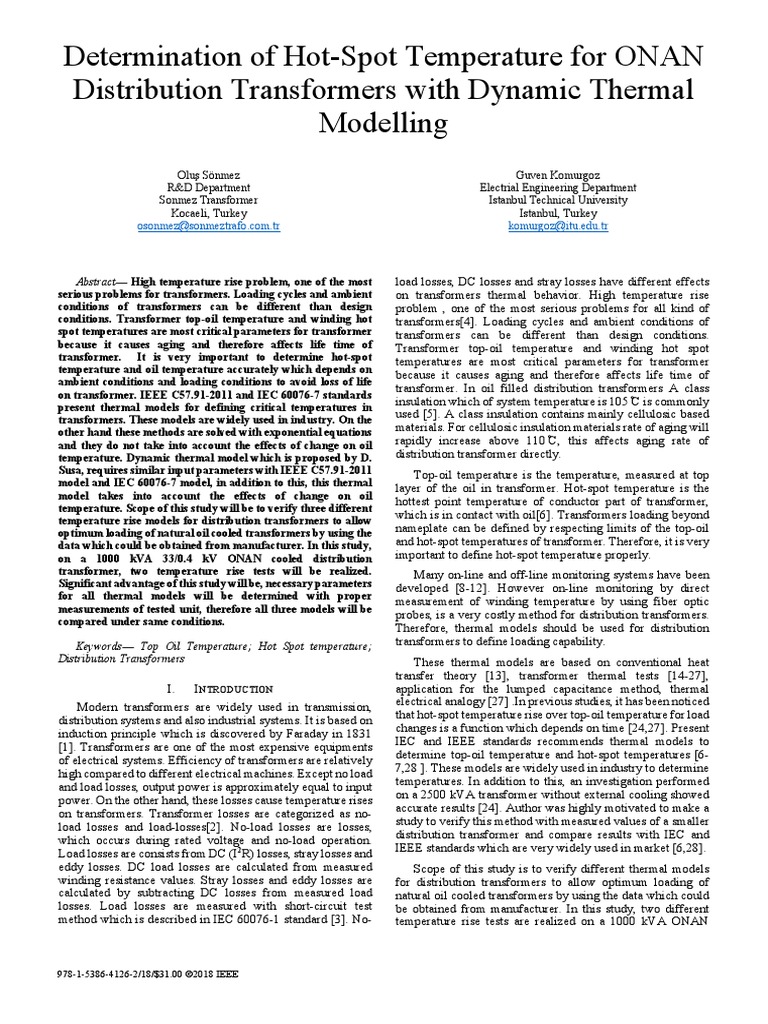 Determination of Hot-Spot Temperature For ONAN | PDF | Transformer | Thermocouple