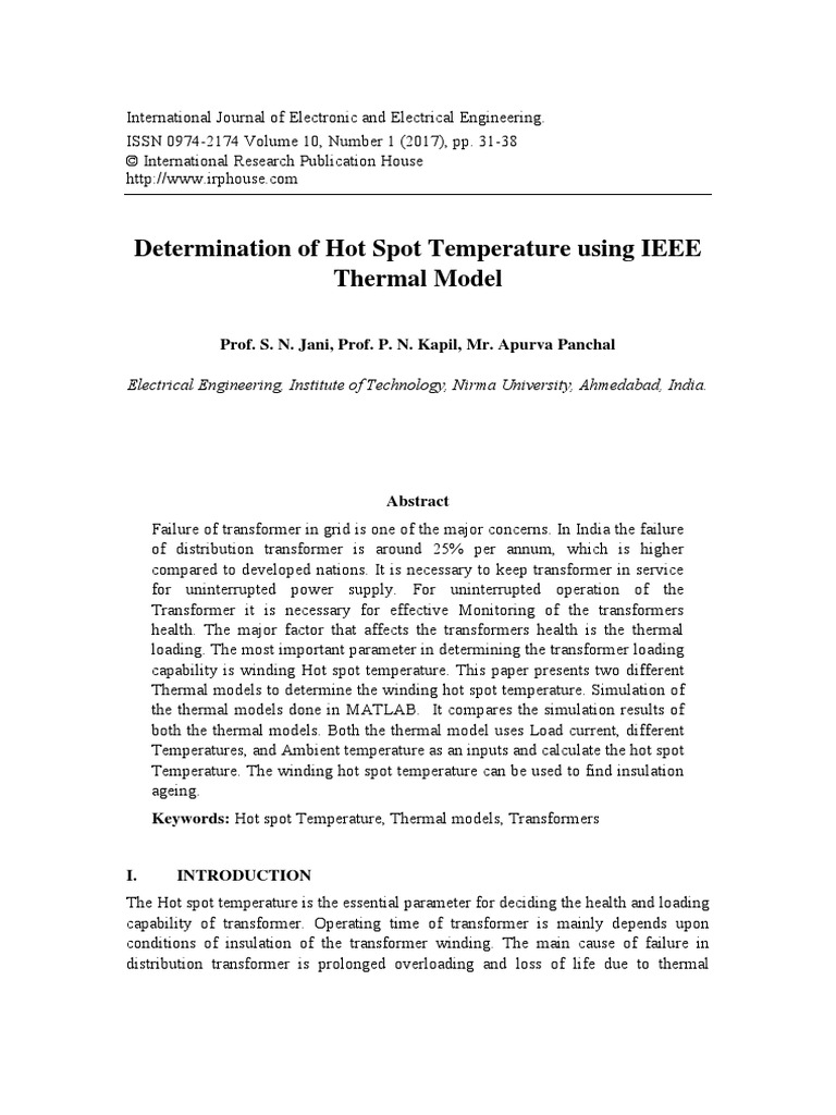 Determination of Hot Spot Temperature Using IEEE | PDF | Transformer | Temperature