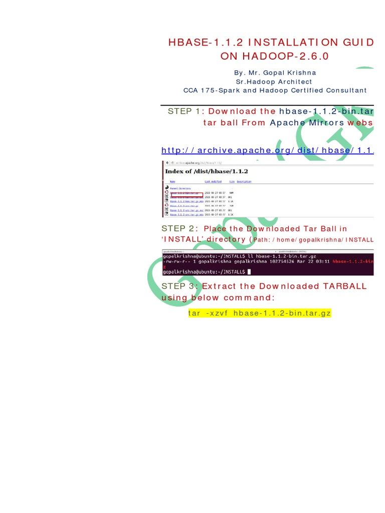 Hbase-1.1.2-Installation Guide-On-Hadoop-2.x | PDF | Apache Hadoop | Software Development