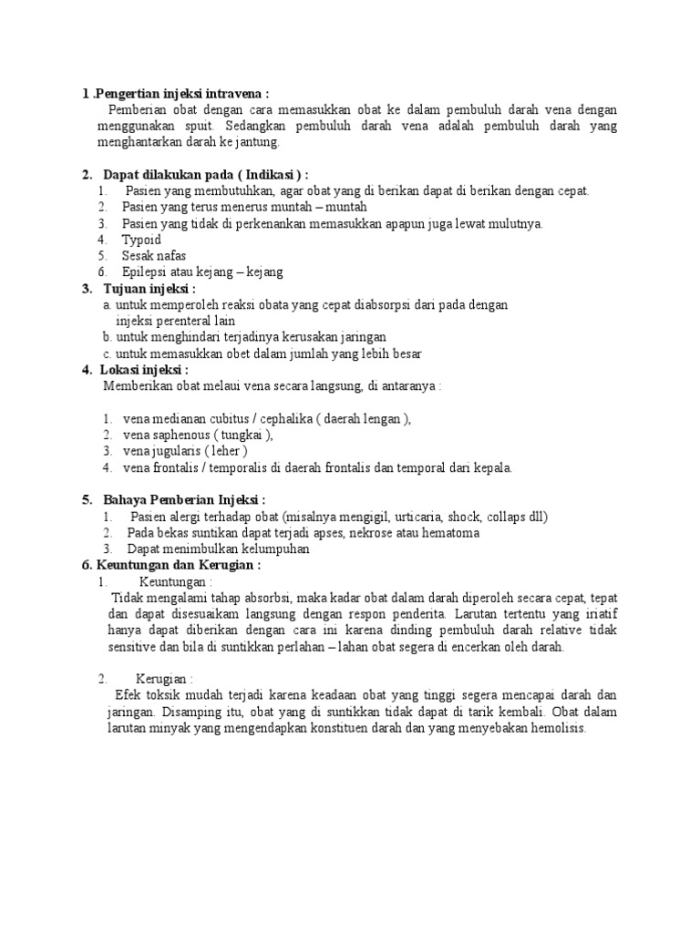 1 .Pengertian Injeksi Intravena | PDF