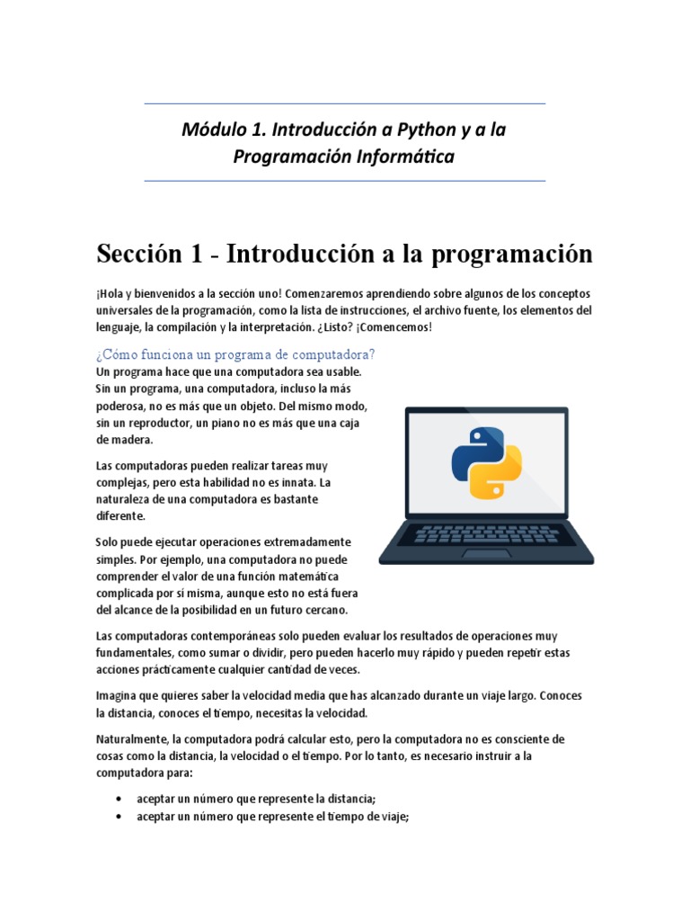 Módulo 1. Introducción A Python y A La Programación Informática | PDF