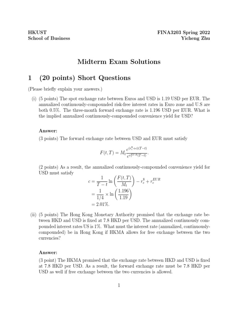 Mid-Term Solutions | PDF | Arbitrage | Swap (Finance)