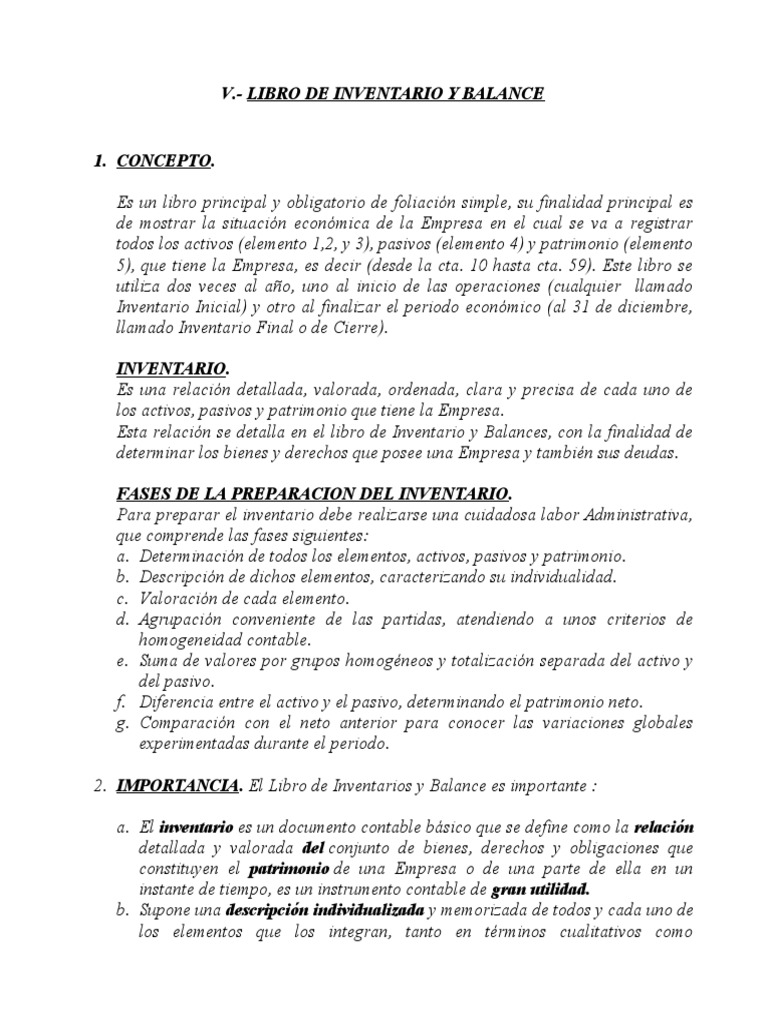 Clase 5 Libro de Inventario y Balance | PDF | Contabilidad | Hoja de ...