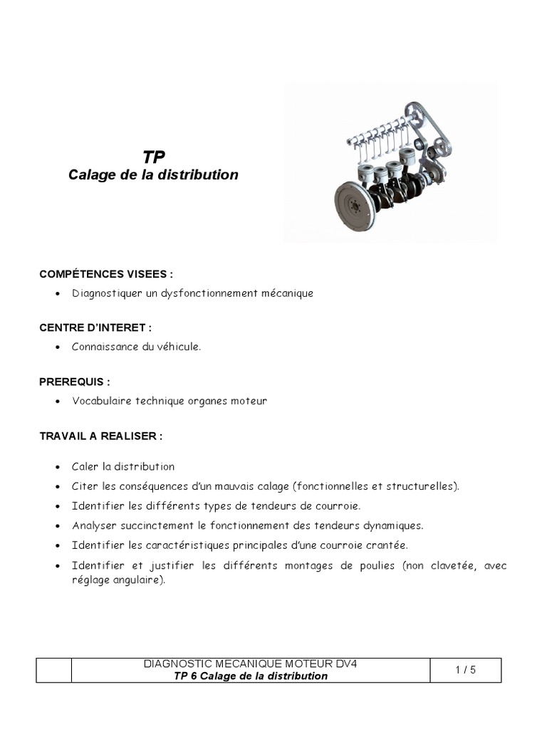 6 TP Calage de Distribution Eleve | PDF | Courroie | Moteur à ...