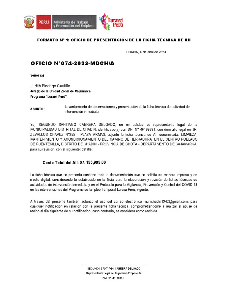 Formato 1 - Oficio | PDF