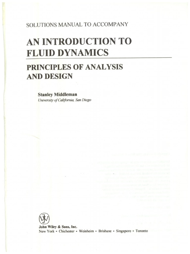 AN INTRODUCTION TO FLUID DYNAMICS PRINCIPLES OF ANALYSIS AND DESIGN SOLUUTION - ch1 | PDF