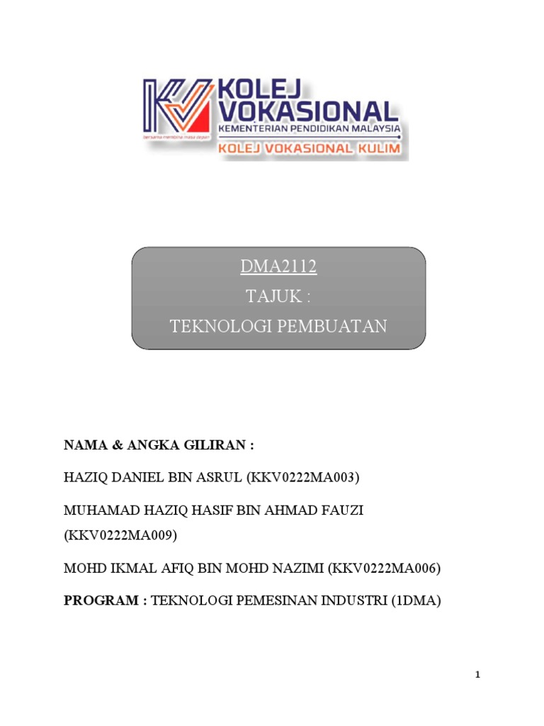 Teknologi Pembuatan (DMA 2112) | PDF | Teknologi & Rekayasa