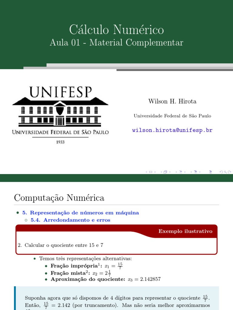 Aula 01 - Material Complementar | PDF | Erros e resíduos | Aritmética