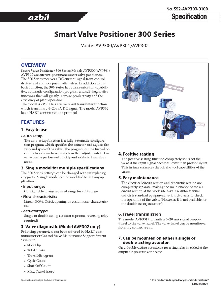 Smart Valve Positioner 300 Series: Model AVP300/AVP301/AVP302 ...