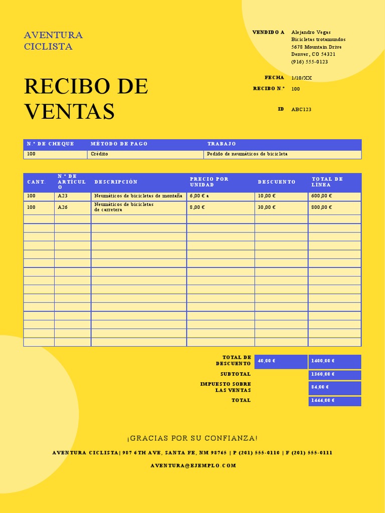 Recibo De Venta De Bicicletas Pdf