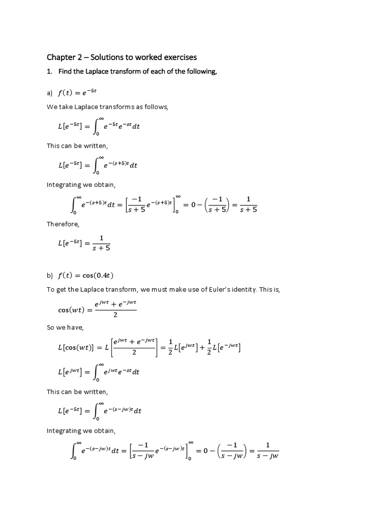 Chapter 2 - Solution To Worked Examples | PDF | Ordinary Differential Equation | Laplace Transform