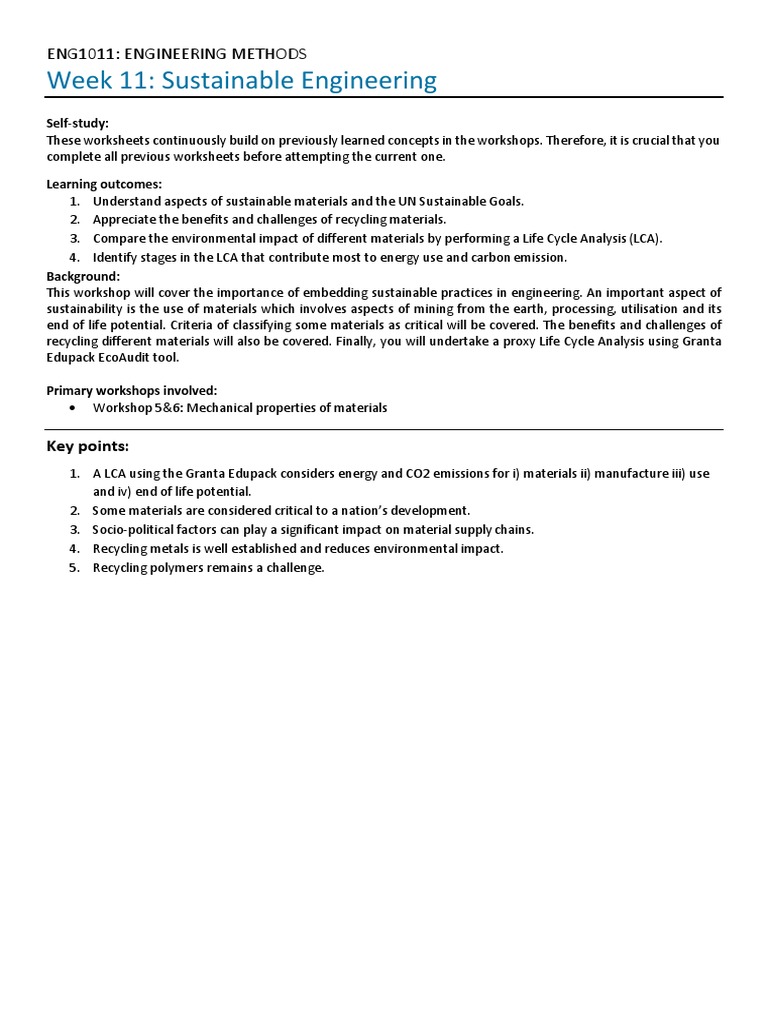 Monash ENG1011-W11 Practice Solutions | PDF | Life Cycle Assessment | Electric Vehicle