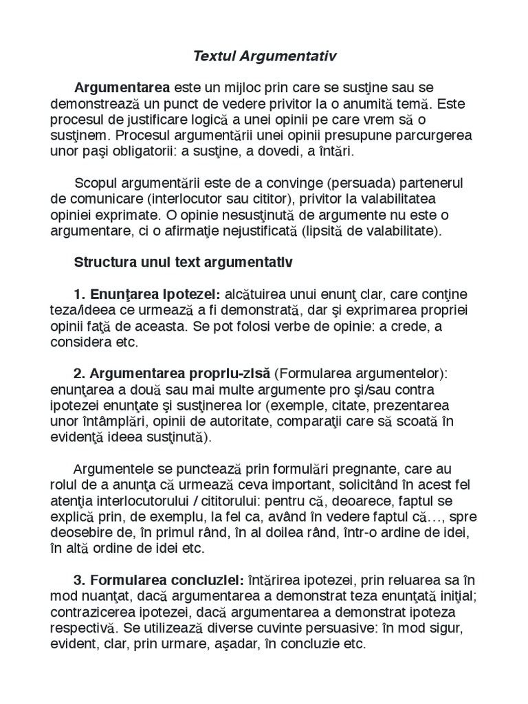 Text Argumentativ Schema | PDF