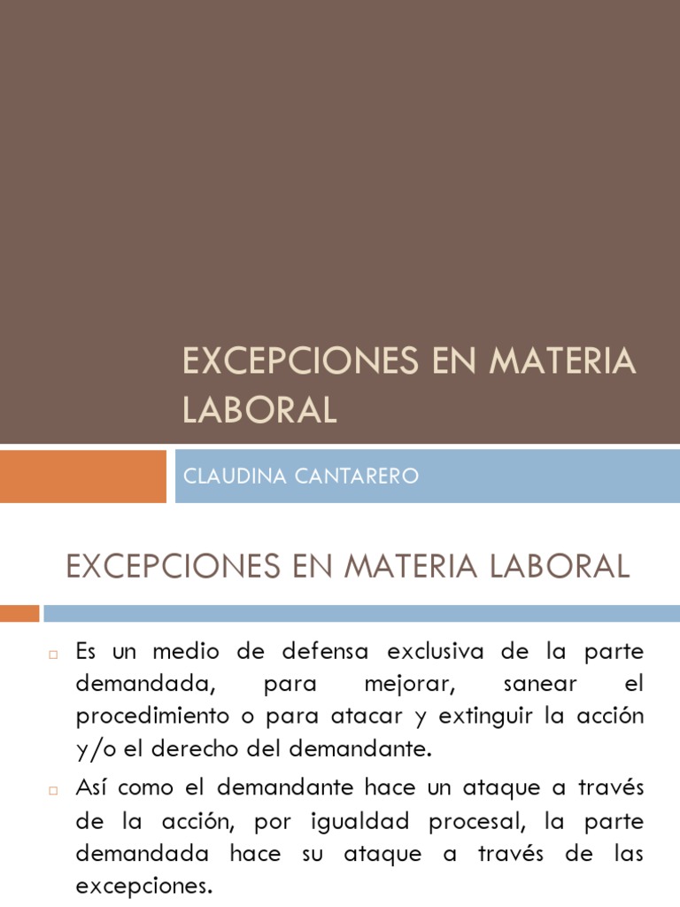 Excepciones Laborales | PDF | Outsourcing | Ley procesal