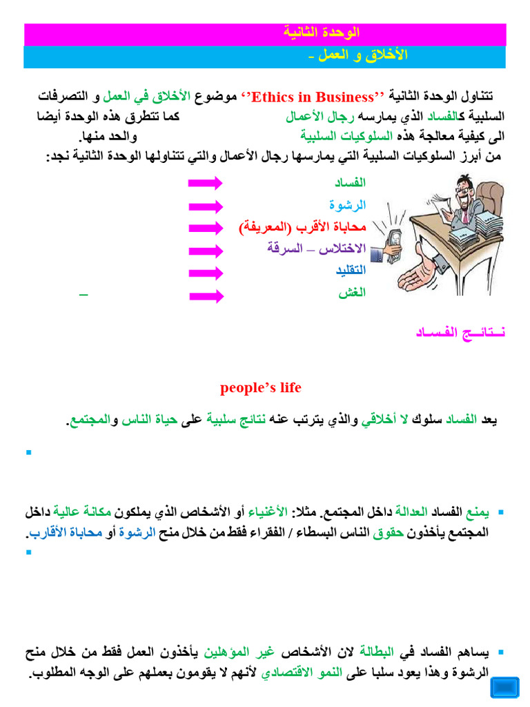 ملخص وحدة Ethics in Business خاص بجميع الشعب | PDF