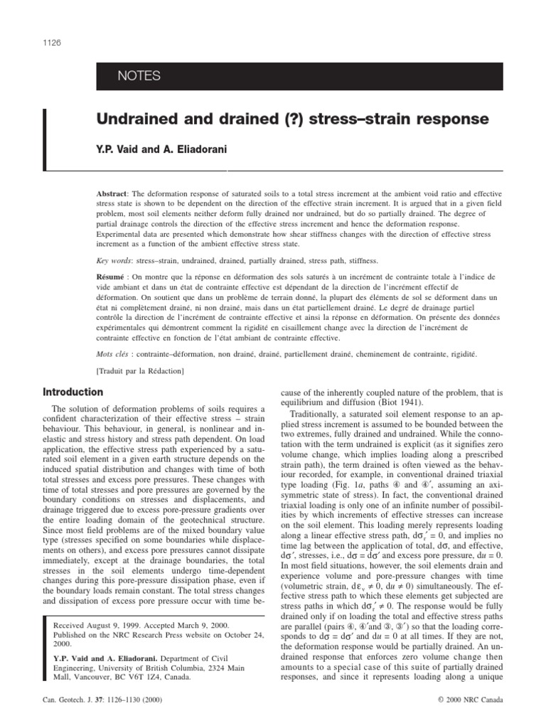 1.-Undrained and Drained Stress-Strain Response | PDF | Stress ...