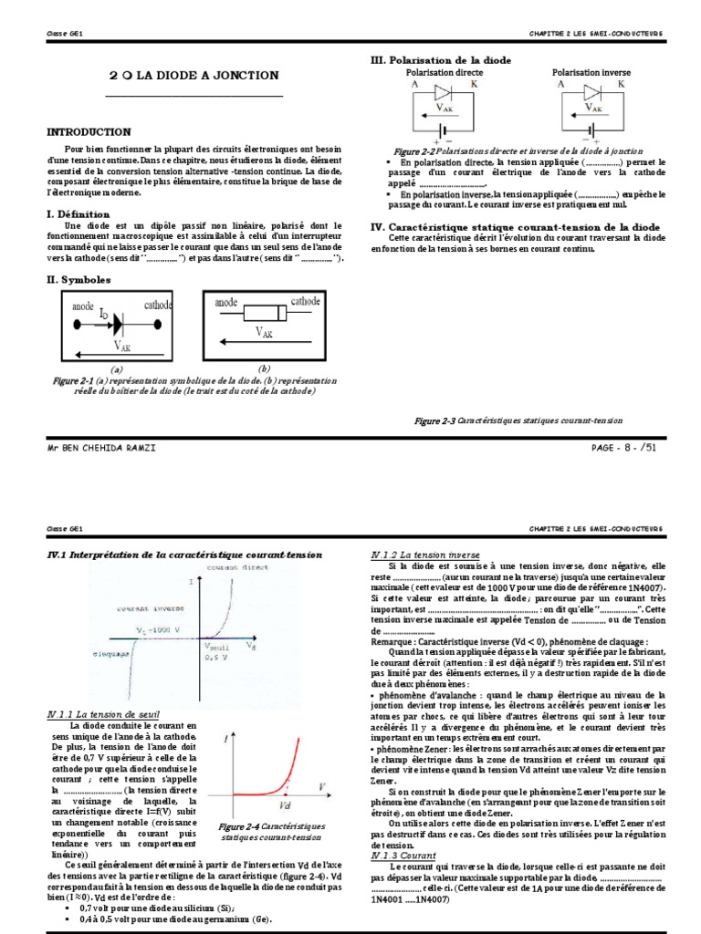 Diode à jonction : fonctionnement et caractéristiques | PDF | Diode ...