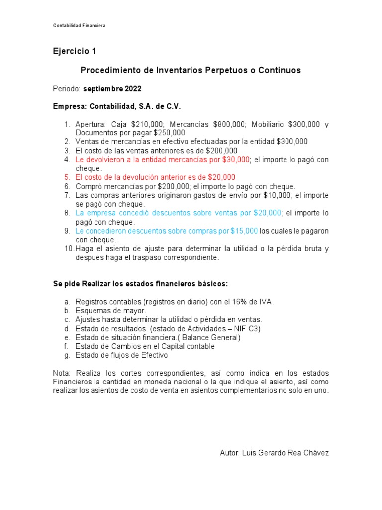 Procedimiento de Inventarios Perpetuos | PDF