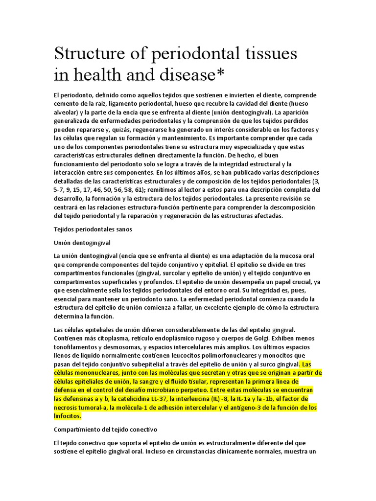 Structure of Periodontal Tissues | PDF | Hueso | La matriz extracelular