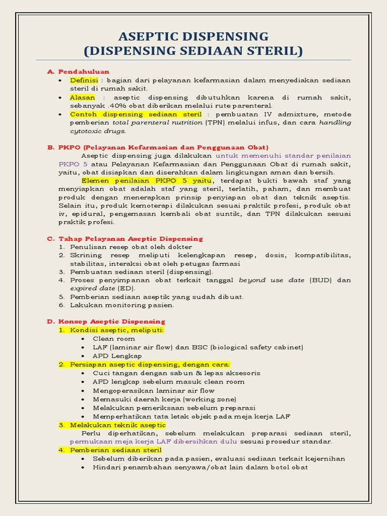 Aseptic Dispensing | PDF