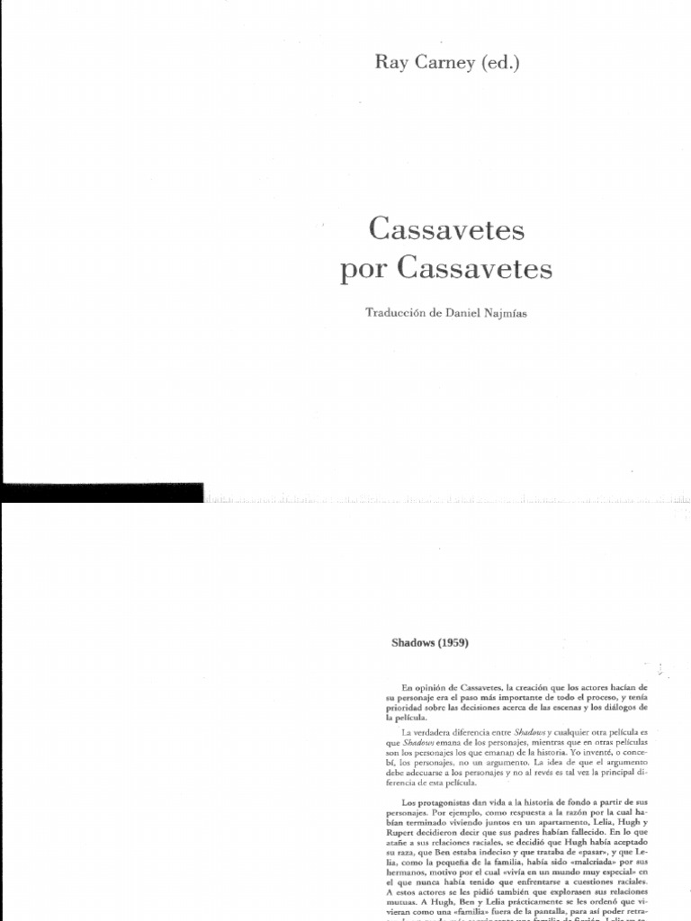 Carney, Ray, Cassavetes Por Cassavetes, Anagrama, Barcelona, 2001 | PDF