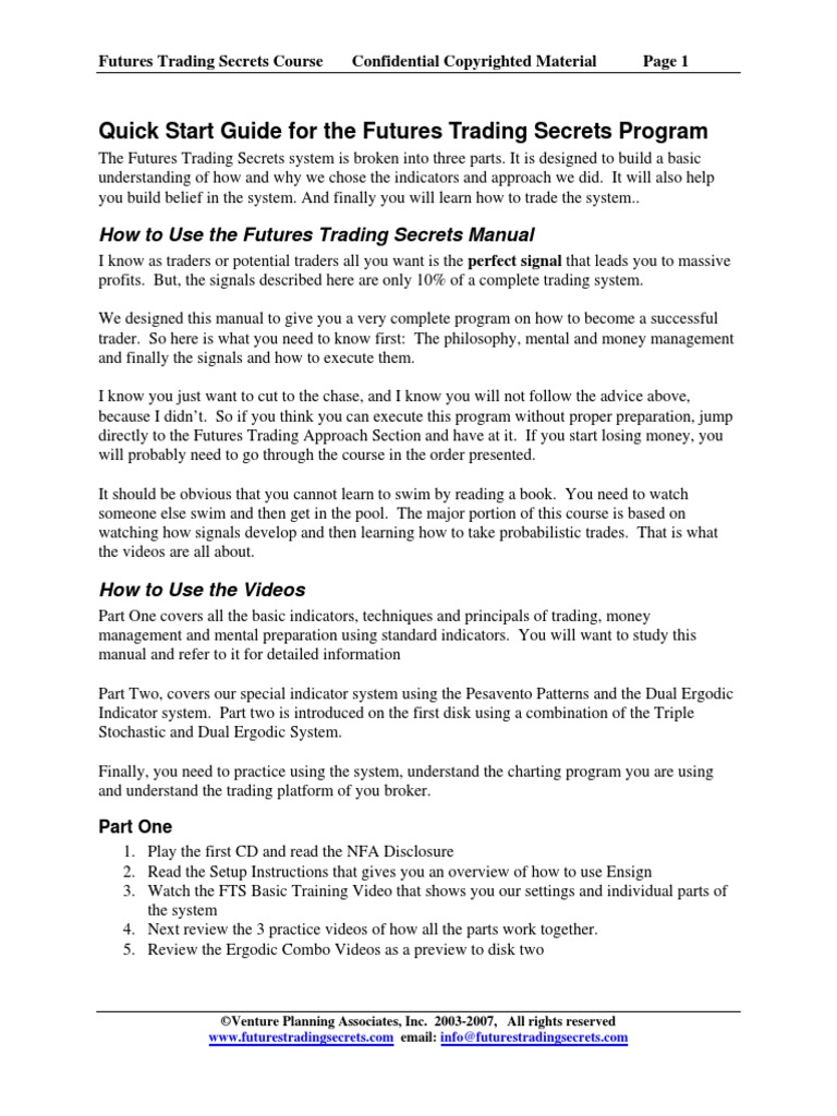 Quick Start Guide For The Futures Trading Secrets Program | Download ...