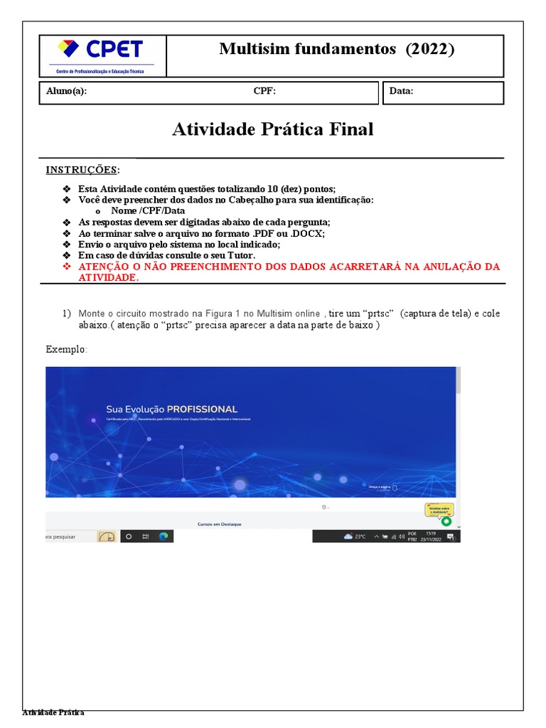 Atividade Prática Final | PDF | Computadores | Tecnologia e Engenharia