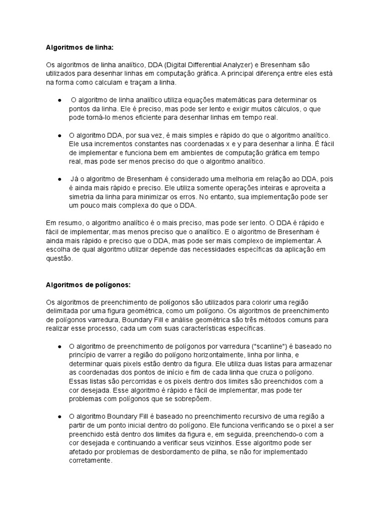 CG (1) | PDF | Algoritmos | Linha (Geometria)