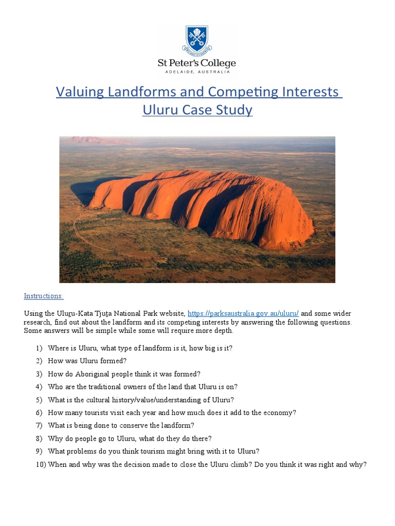 Uluru Case Study - Valuing Landforms and Competing Interests(4) | PDF