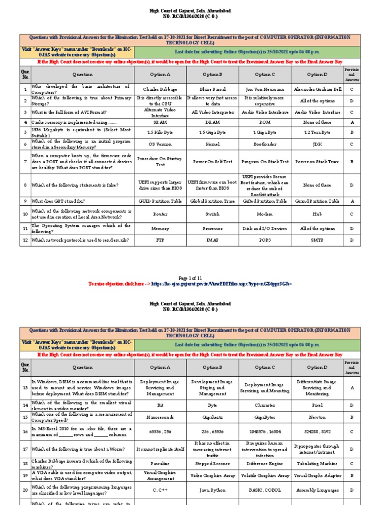 Answer Key | PDF | Computer Data Storage | Booting