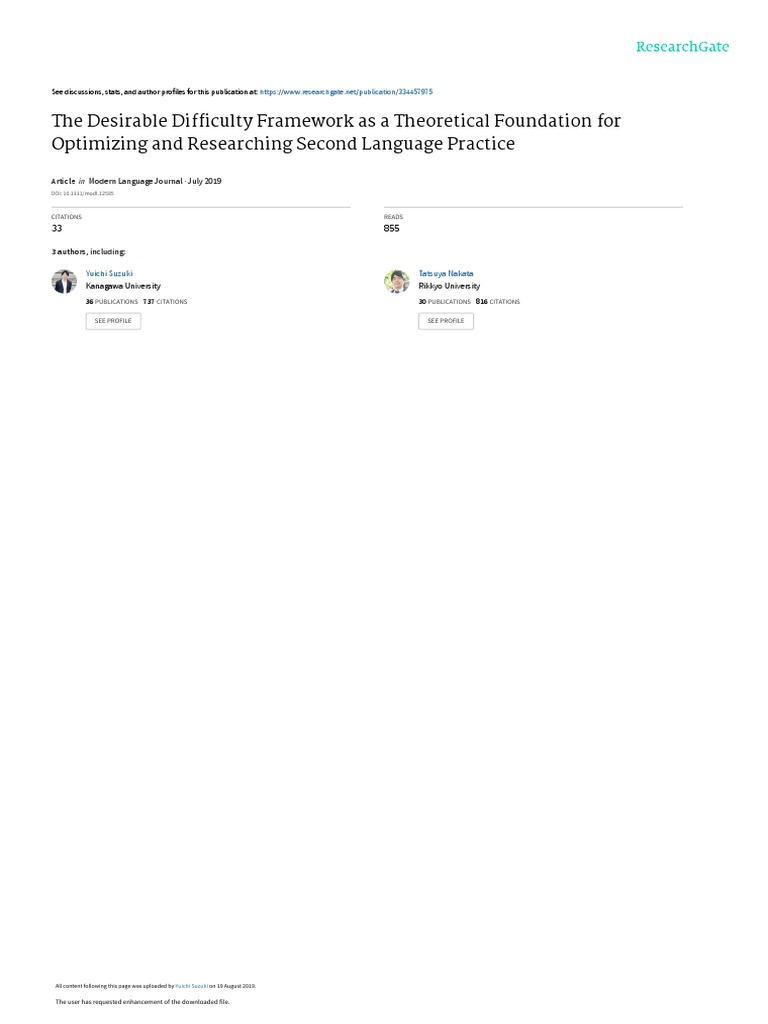 Desirable Difficulty in Second Language Learning | PDF | Second ...
