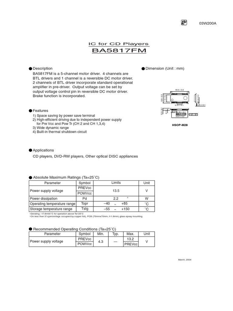 Ba 5817 FM | PDF | Power Supply | Electric Motor