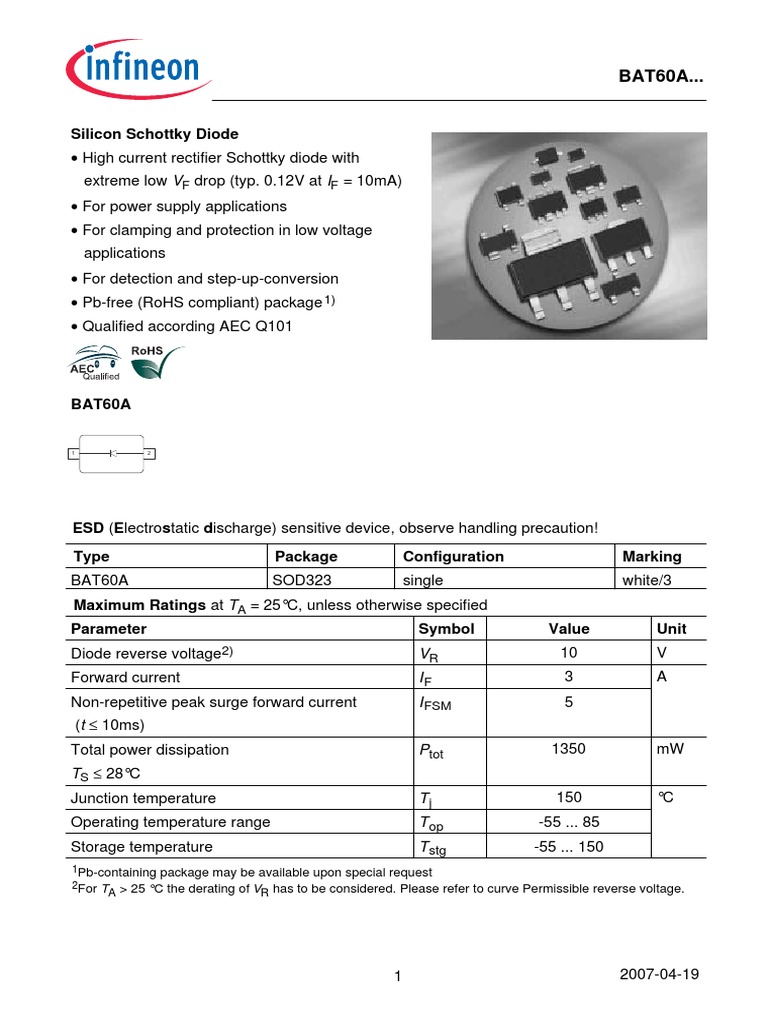 BAT60A | PDF | Diode | Electrostatic Discharge