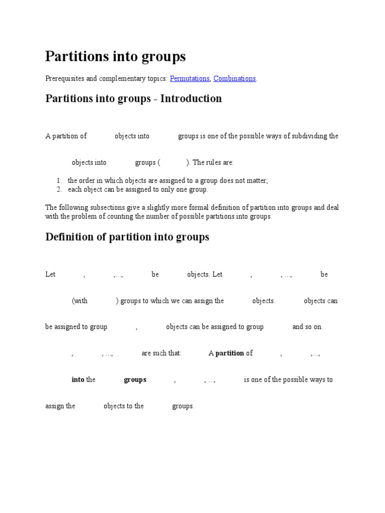 Understanding Partitions into Groups | PDF | Mathematical Objects ...