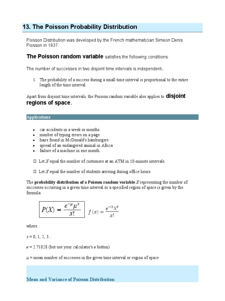 Poissons Distribution | PDF | Poisson Distribution | Teaching Mathematics