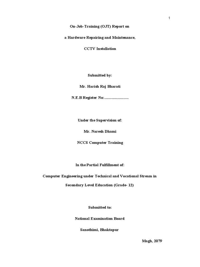 OJT Report On Computer Science NEB Class XII | Download Free PDF | Random Access Memory ...
