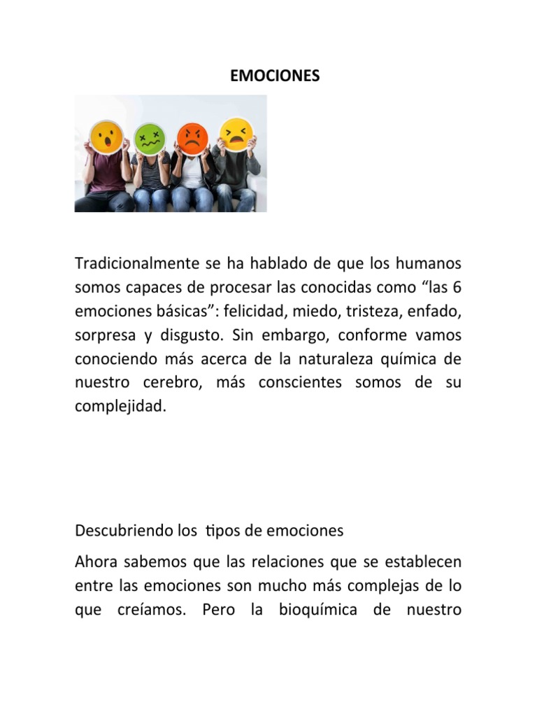 Complejidad de las Emociones Humanas | PDF | Las emociones | Placer