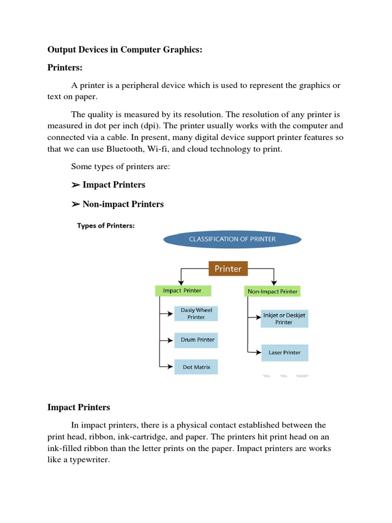 Output Devices in Computer Graphics: Printers | PDF