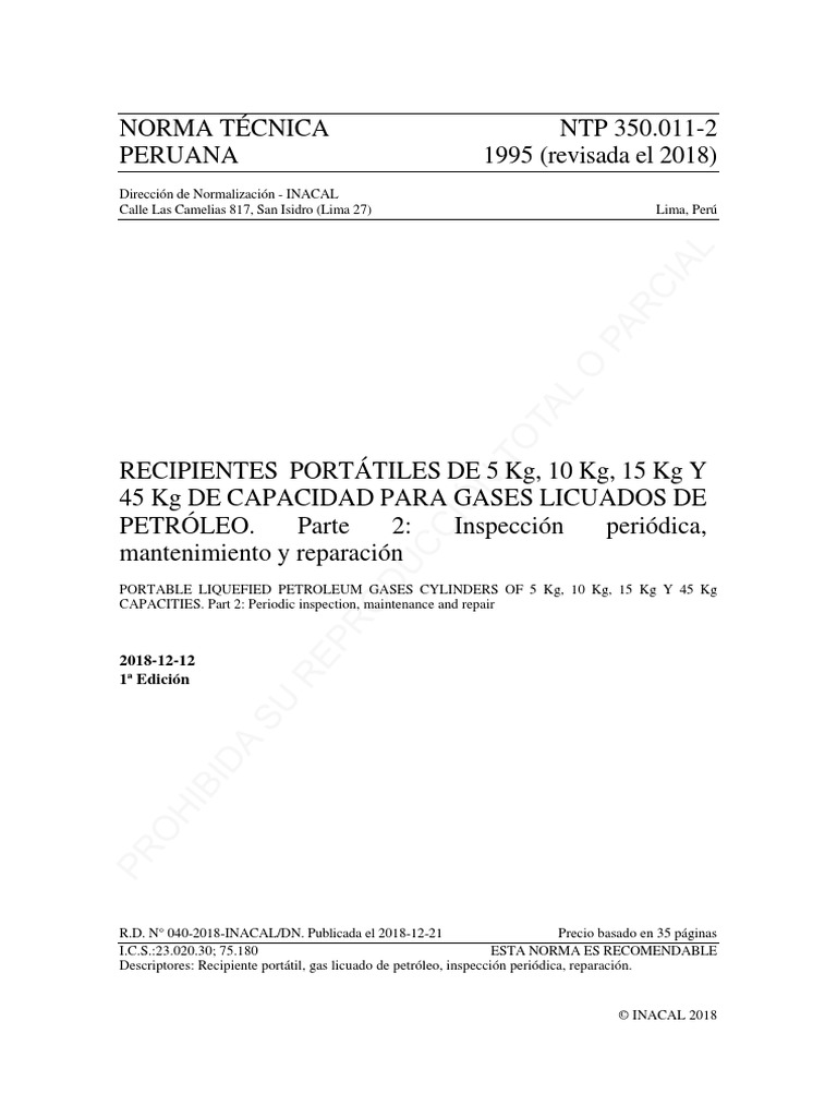 NTP 350.011-2 2018 | PDF | Presión | Corrosión