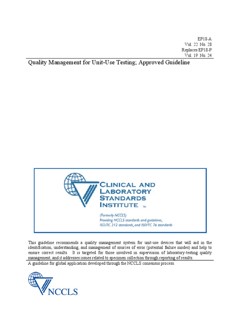 Clsi Ep18 A Pdf Statistics Accuracy And Precision