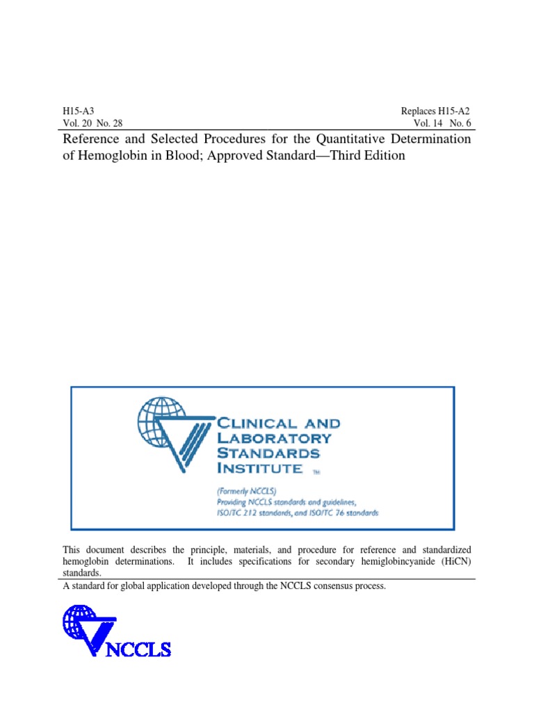 Clsi H15 A3 | PDF | Consensus Decision Making | Medicine