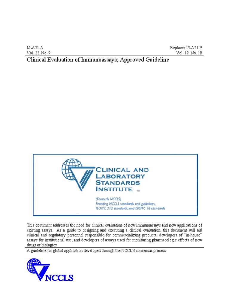 Clsi Ila21 A | PDF | Assay | Evaluation