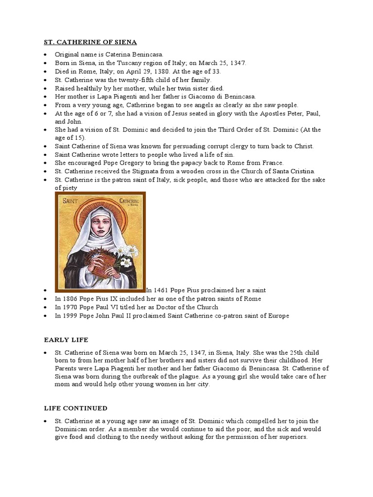 St. Catherine of Siena | PDF | Catholic Church