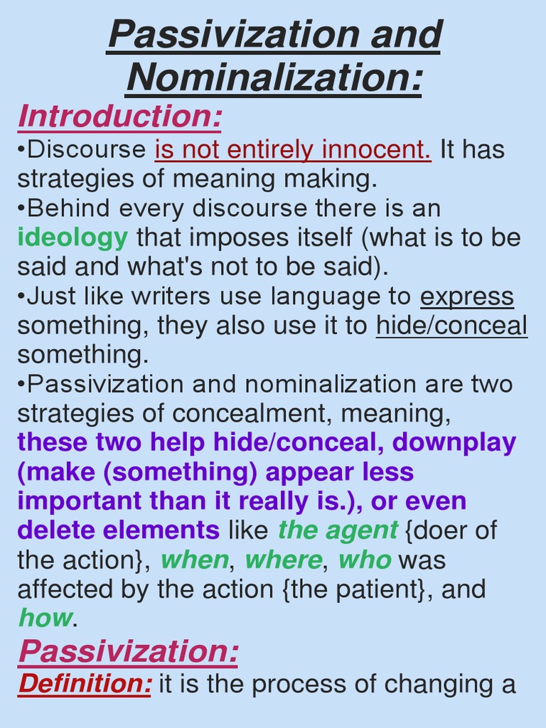 Passivization and Nominalization - 221216 - 010644 | PDF | Languages ...