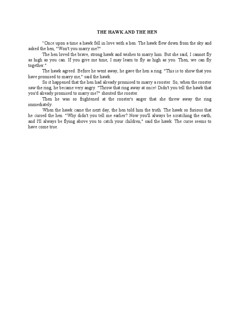 Teks The Hawk and The Hen | PDF