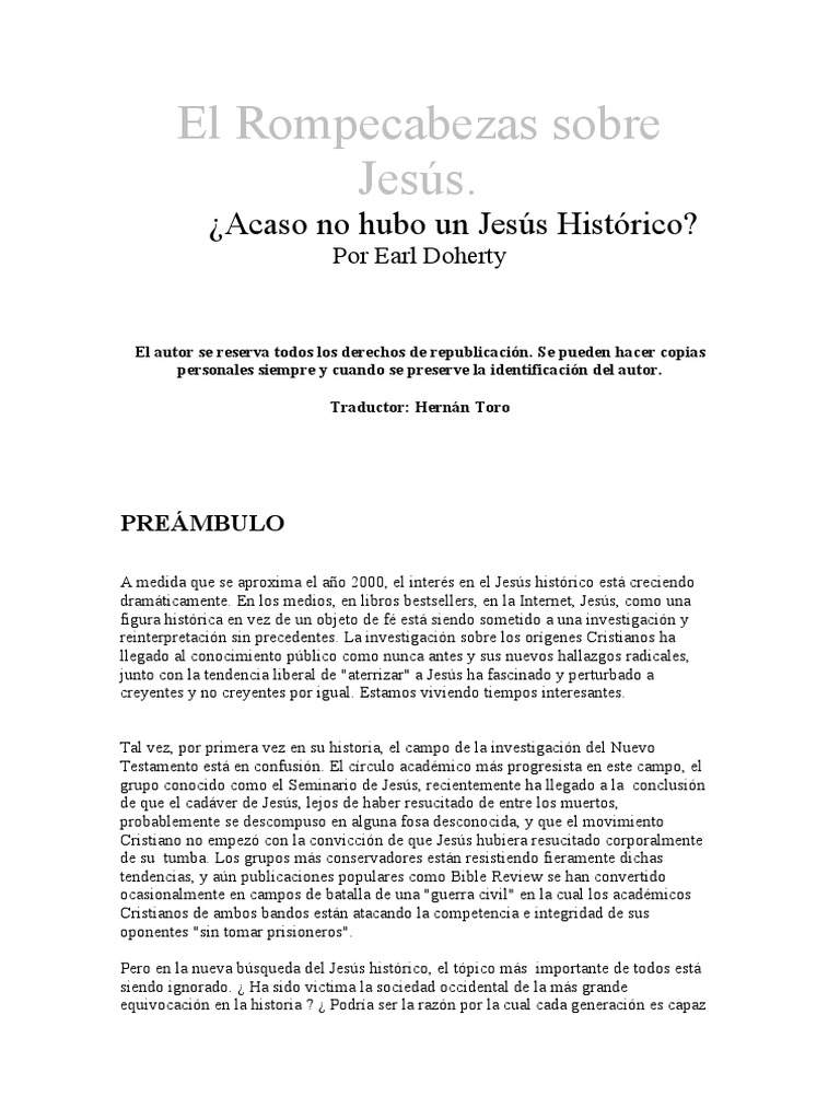 El Rompecabezas sobre Jesús | PDF | Jesús | Pablo el apóstol