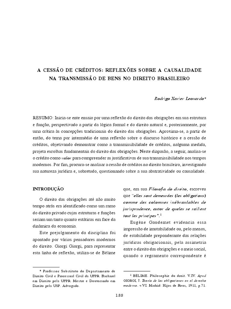 Artigo Cessão De Créditos Pdf Crédito Finanças E Administração De